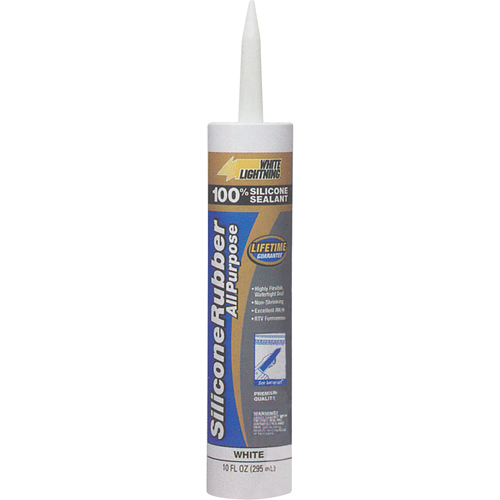 White Lightning WL09210CN Premium 100% RTV Silicone Sealant, Tube, White