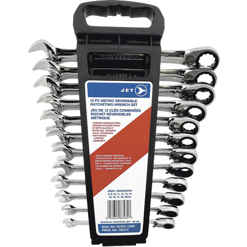 JET EQUIPMENT Long SAE Reversible Ratcheting Combination Wrench Set ...
