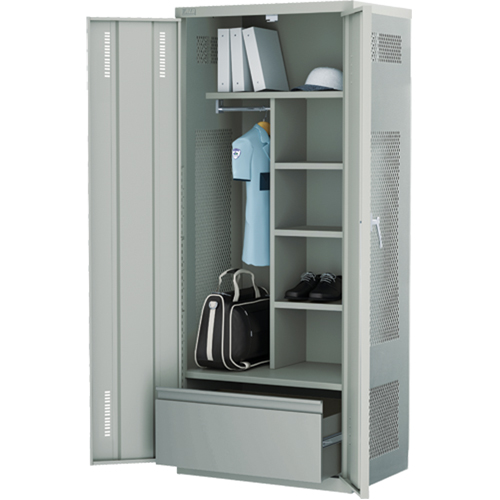FJ916 Deluxe Gear Locker, Steel, 36" W x 24" D x 72" H, Grey