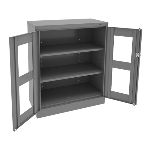 TENNSCO C-Thru Counter High Cabinet, Steel, 2 Shelves, 42" H x 36" W x ...