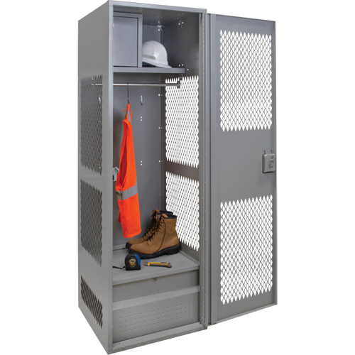 KLETON FN466 Gear Locker with Door, Steel, 24" W x 24" D x 72" H, Grey
