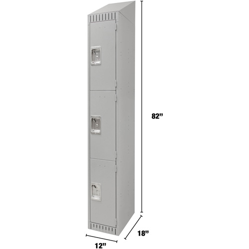 Kleton FN664 Lockers, 3 -tier, 12" x 18" x 82", Steel, Grey, Knocked Down