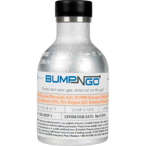 INDUSTRIAL SCIENTIFIC Bump-N-Go Cylinder, 4 Gas Mix, CO/H2S/LEL/O2, 5.8 Litres HZ523 (18109568 ...