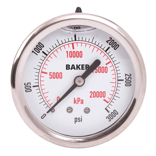 Baker AHNC-3000P Pressure Gauges, 2-1/2" , 0 - 3000 psi, Back Mount ...