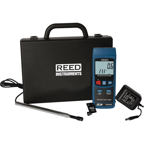 Reed Instruments R4500SD-KIT Hot Wire Thermo-Anemometer Kit, Data ...