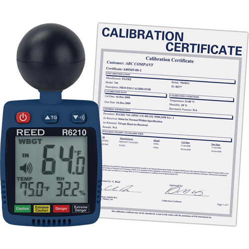 Reed Instruments R6210-NIST Heat Stress WBGT Meter with Calibration ...