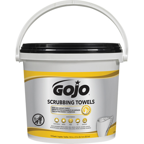 Gojo 6398-02 Scrubbing Towels, 170 Wipes, 12" x 10-1/2"