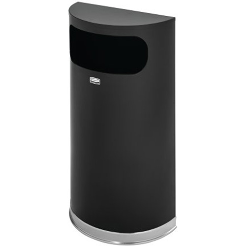 RUBBERMAID Half-Round Open Top Waste Container JE722 (FGSO820PLBK ...
