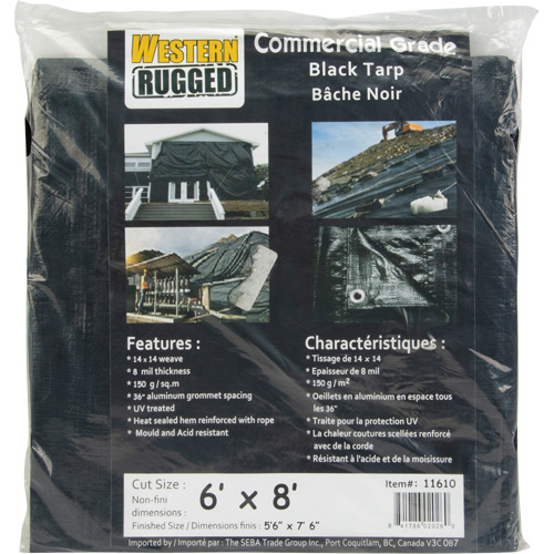 JI337 Tarp, Light Industrial Duty, Black, 40' x 50' x 8 mils