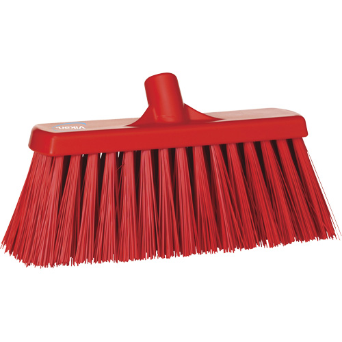 Vikan 29154 Heavy-Duty Push Broom, Stiff Bristles, 13", Polyester, Red