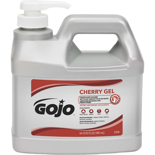 Gojo 2356-04 Hand Cleaner, Gel/Pumice, 1.89 L, Pump Bottle, Cherry