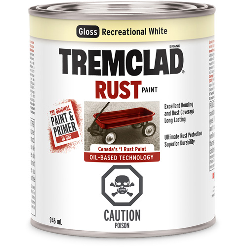 RUST-OLEUM Tremclad® Oil Based Rust Paint, White, Gloss, 946 ml, Can ...