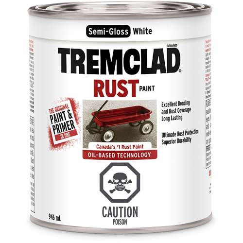 Rust-Oleum 254933 Tremclad® Oil Based Rust Paint, White, Semi-Gloss ...