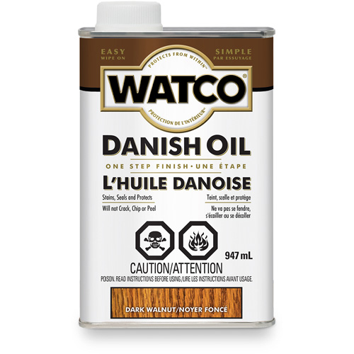 Rust-Oleum Y65841H Watco® Danish Oil, 947 ml, Dark Walnut, Transparent