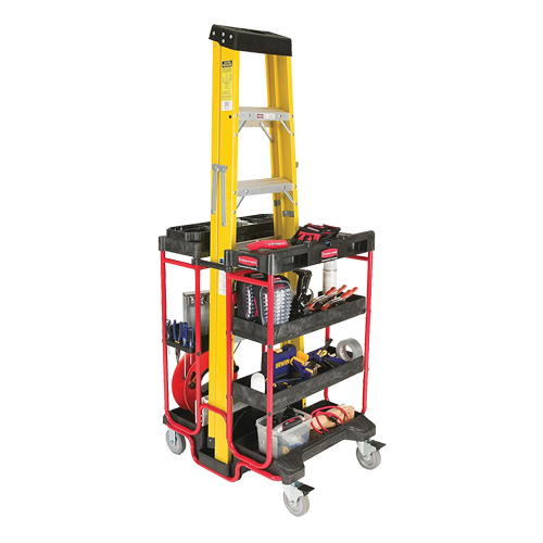 RUBBERMAID Ladder Carts with Lockable Cabinet MI824 (FG9T5800BLA ...
