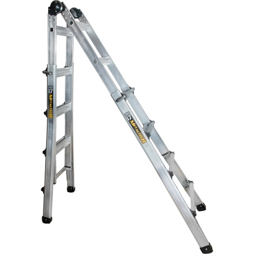 Metaltech E-MTL7100AL Telescoping Multi-Position Ladder, Aluminum, 300 ...