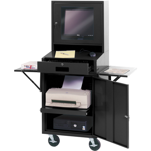Edsal CSC6625BLK Mobile Security Computer Cabinets, Steel, 2 Shelves ...