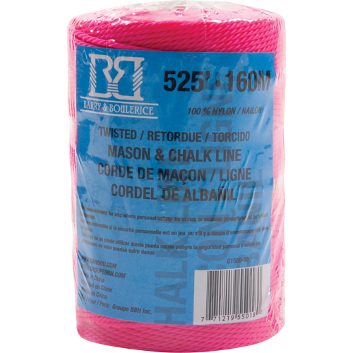 BARRY & BOULERICE Mason/Chalk Line Rope, 525', Nylon PF684 ( G1550/18 ...