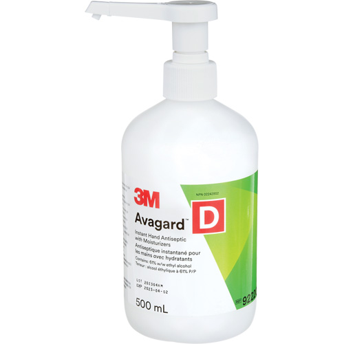 3M Avagard D Instant Hand Antiseptic, 500 ml, Pump Bottle, 61% Alcohol ...