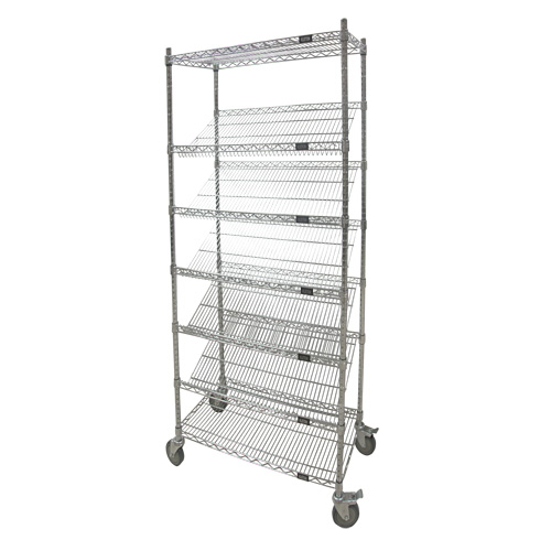 KLETON RN598 Slanted Shelf Cart, 7 Tiers, 18" W x 80" H x 36" D