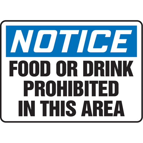 ACCUFORM SIGNS "Food or Drink Prohibited" Sign SAU272 (MHSK833VS ...