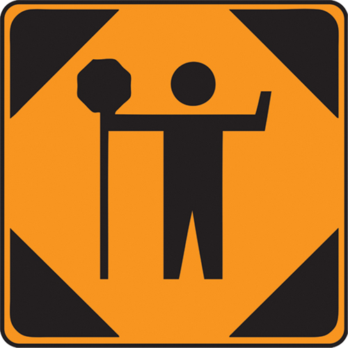 Accuform Signs FRC206DP Flagman Ahead Rigid Construction Sign, 36" x 36 ...