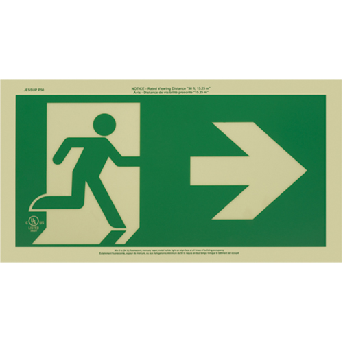 Accuform Signs PLW619 Ultra-Glow Running Man Exit Sign with Right Arrow ...