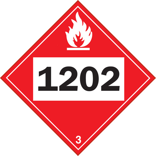 Brady 09082 1202 1202 Fuel Oil Flammable Liquid TDG Placard, Adhesive ...
