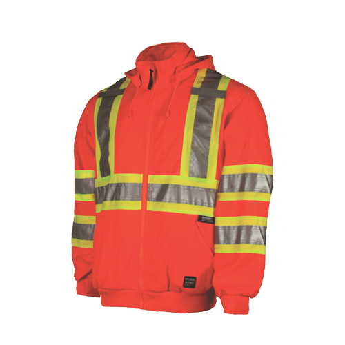 WORK KING SAFETY Zip Front Safety Fleece Hoodie, Polyester, High ...