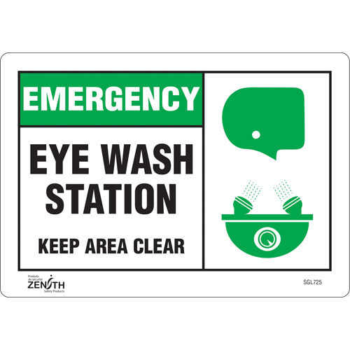 ZENITH SAFETY PRODUCTS "Eye wash Station Keep Area Clear" Pictogram ...