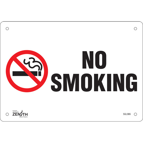 Zenith Safety Products SGL986 "No Smoking" Sign, 7" x 10", Plastic ...