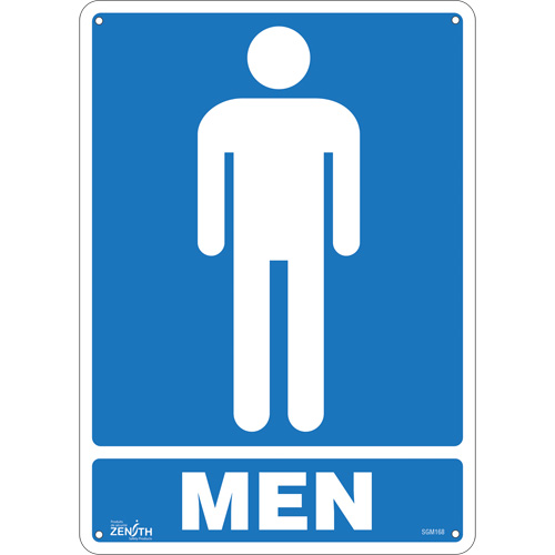 Zenith Safety Products SGM168 "Men" Sign, 14" x 10", Aluminum, English ...