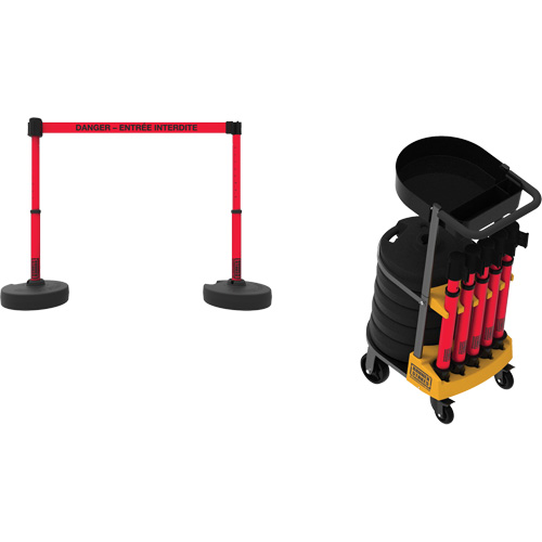 Banner Stakes PL4145T Plus Portable Barrier System Cart Package with ...