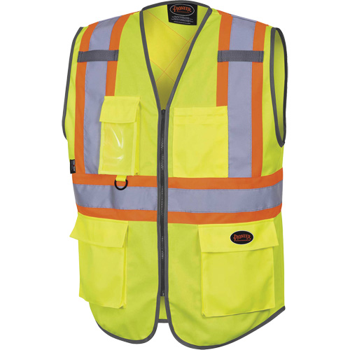 Pioneer Zip-Front Safety Vest, High Visibility Lime-Yellow, Small ...