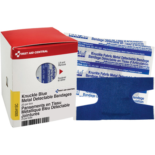 First Aid Central 500041SC Knuckle Blue Detectable Bandages, Knuckle ...