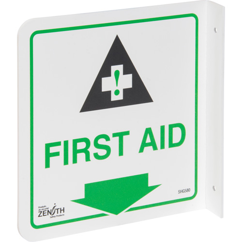 Zenith Safety Products SHG580 90° Projecting "First Aid" Sign, 8" x 8 ...