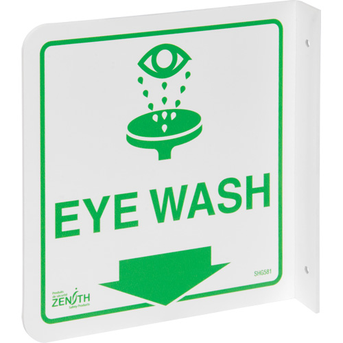 Zenith Safety Products SHG581 90° Projecting "Eye Wash" Sign, 8" x 8 ...
