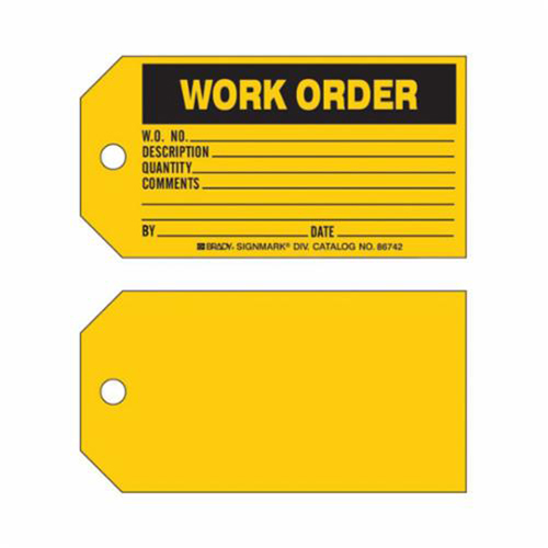BRADY "Work Order" Tag SX410 (86742) | Shop Inspection Tag | TENAQUIP