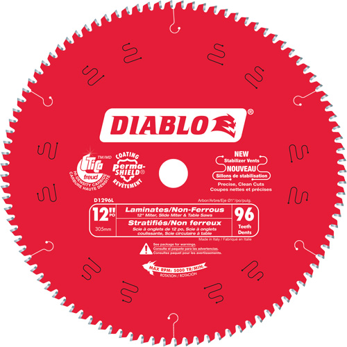 Diablo D1296L Circular Saw Blade, 12", 96 Teeth, Plastic/Fibreglass ...