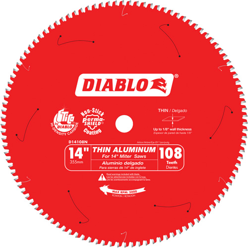 Diablo D14108N Thin Aluminum Cutting Circular Saw Blade, 14", 108 Teeth ...