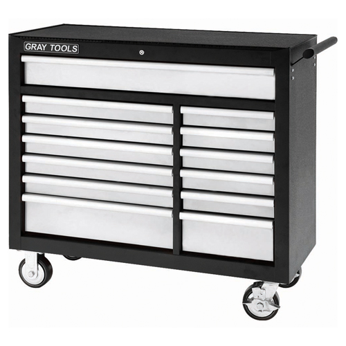 Gray Tools 99213SB Roller Cabinet, 13 Drawers, 42" W x 19" D x 40" H, Black