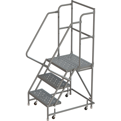 TRI-ARC MANUFACTURING Deep Top Step Rolling Ladder, 3 Steps, 24" Step ...