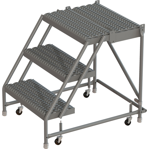 TRI-ARC MANUFACTURING Deep Top Step Rolling Ladder, 3 Steps, 16" Step ...