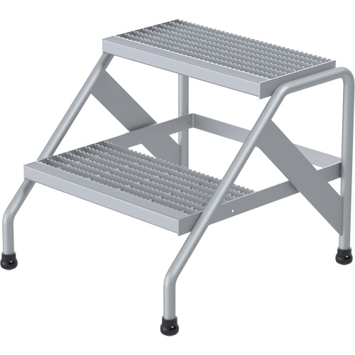 Vestil SSA-2 Aluminum Step Stand, 2 Step(s), 22-13/16" W x 24-9/16" L x ...