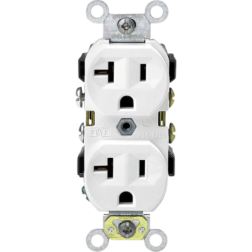 Leviton CR20-W 20 Amp Duplex Receptacle/Outlet, Commercial Grade, Self ...