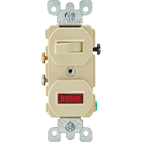 Leviton 5226-I Combination Single-Pole Switch & Neon Pilot Light