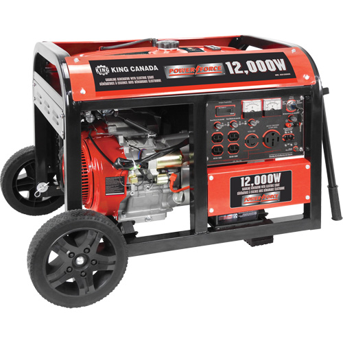 King Canada KCG-12000GE Electric Start Gas Generator with Wheel Kit ...