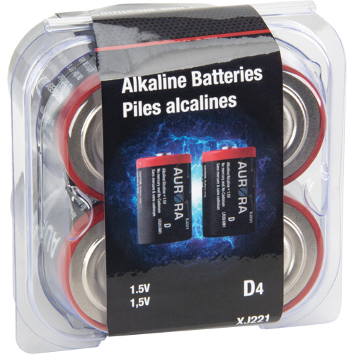 Aurora Tools XJ221 Industrial Alkaline Batteries, D, 1.5 V