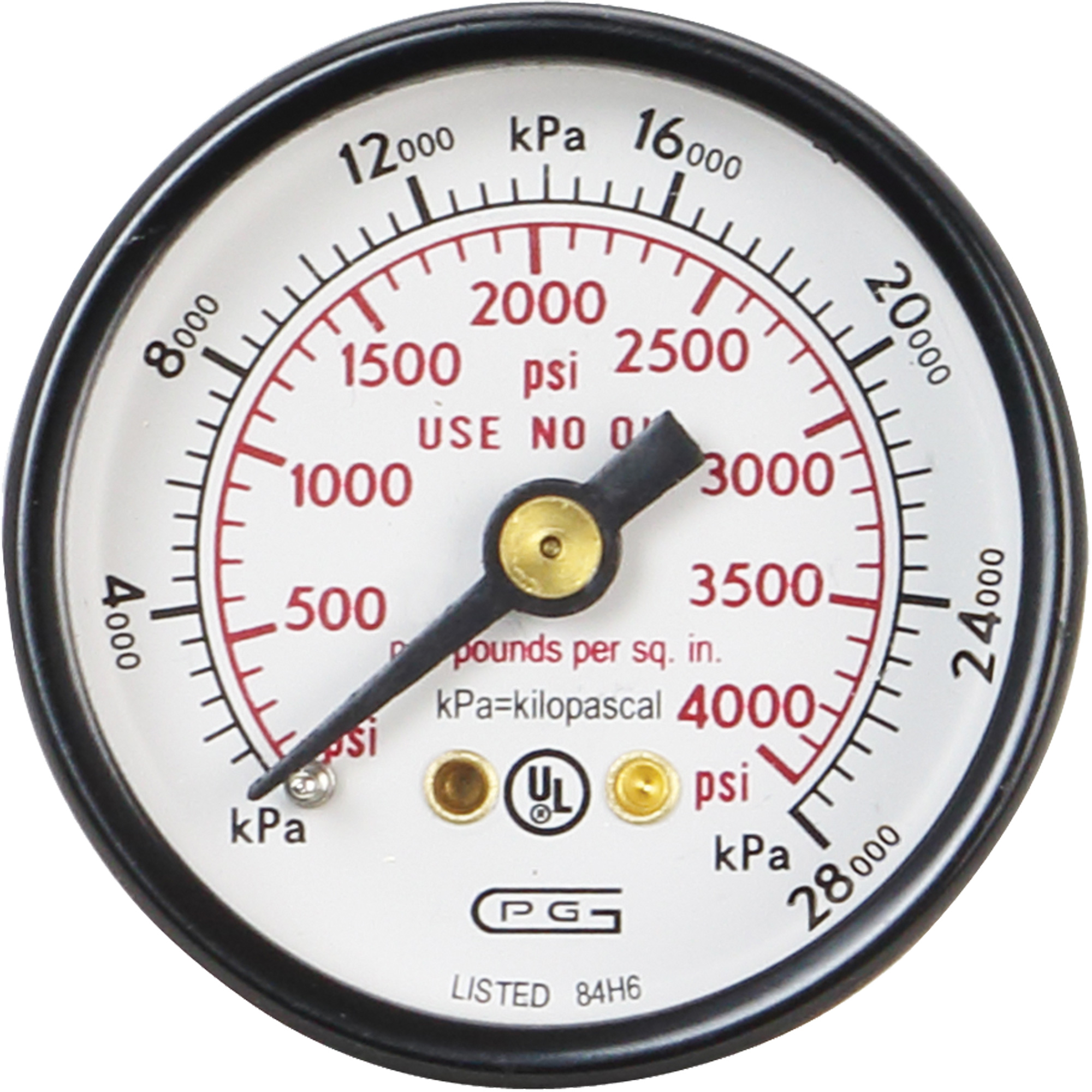 Gentec GR15-4000 Pressure Gauges, 1-1/2" , 0 - 4000 psi, Back Mount ...