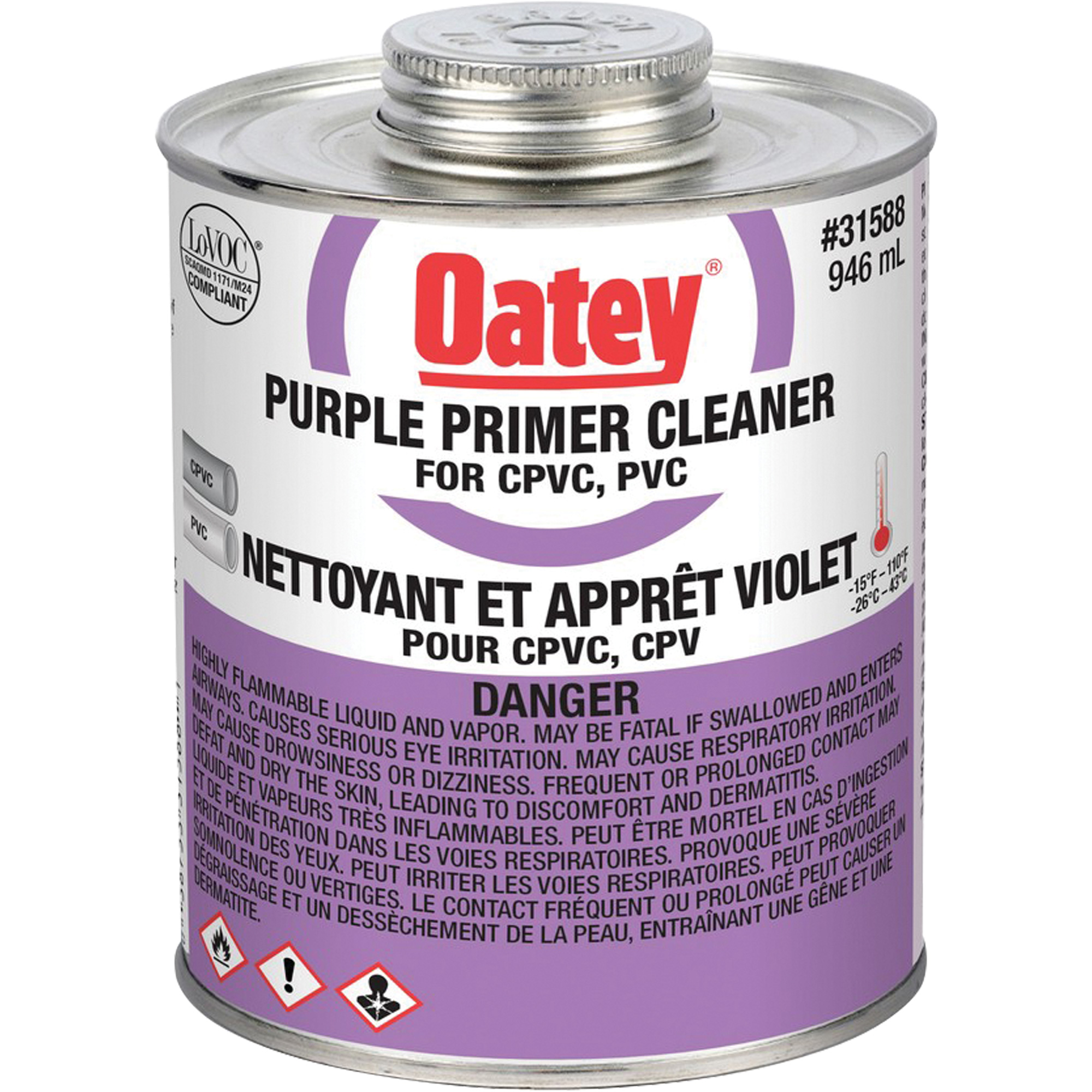 Oatey 31588 Purple Primer/Cleaner, 946 ml, Brush Top Can